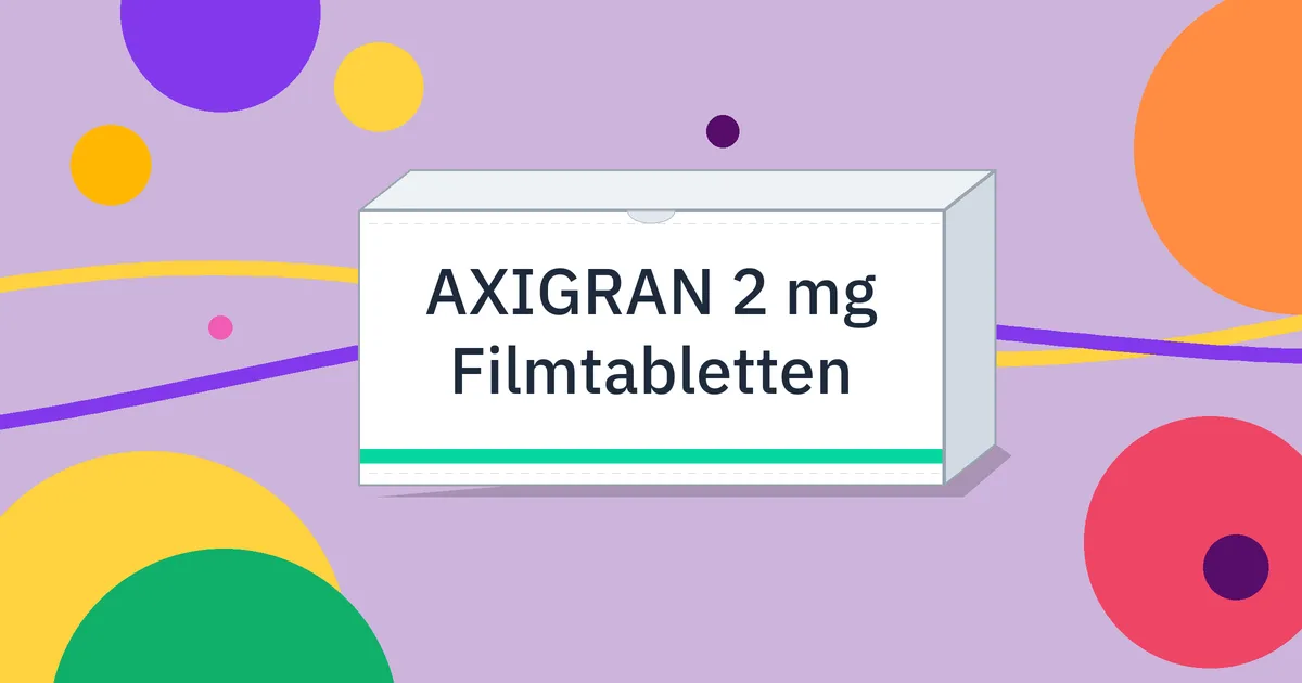 Symbolbild: Packung mit der Aufschrift AXIGRAN 2 mg Filmtabletten (PZN 09188991) – Verfügbarkeit und Bezug in Apotheken in Frankfurt am Main