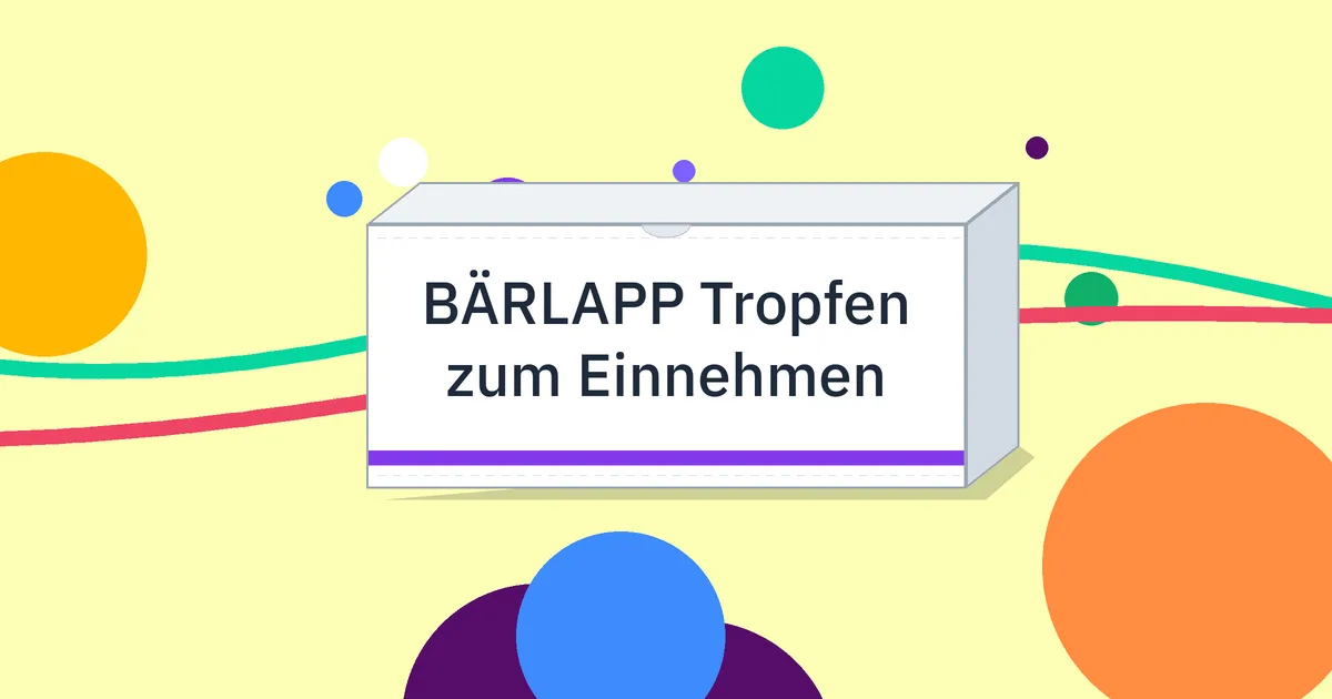 Symbolbild: Packung mit der Aufschrift BÄRLAPP Tropfen zum Einnehmen (PZN 11366276) – Verfügbarkeit und Bezug in Apotheken in Frankfurt am Main