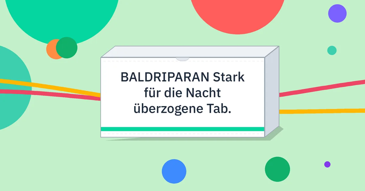 Symbolbild: Packung mit der Aufschrift BALDRIPARAN Stark für die Nacht überzogene Tab. (PZN 00499181) – Verfügbarkeit und Bezug in Apotheken in Frankfurt am Main