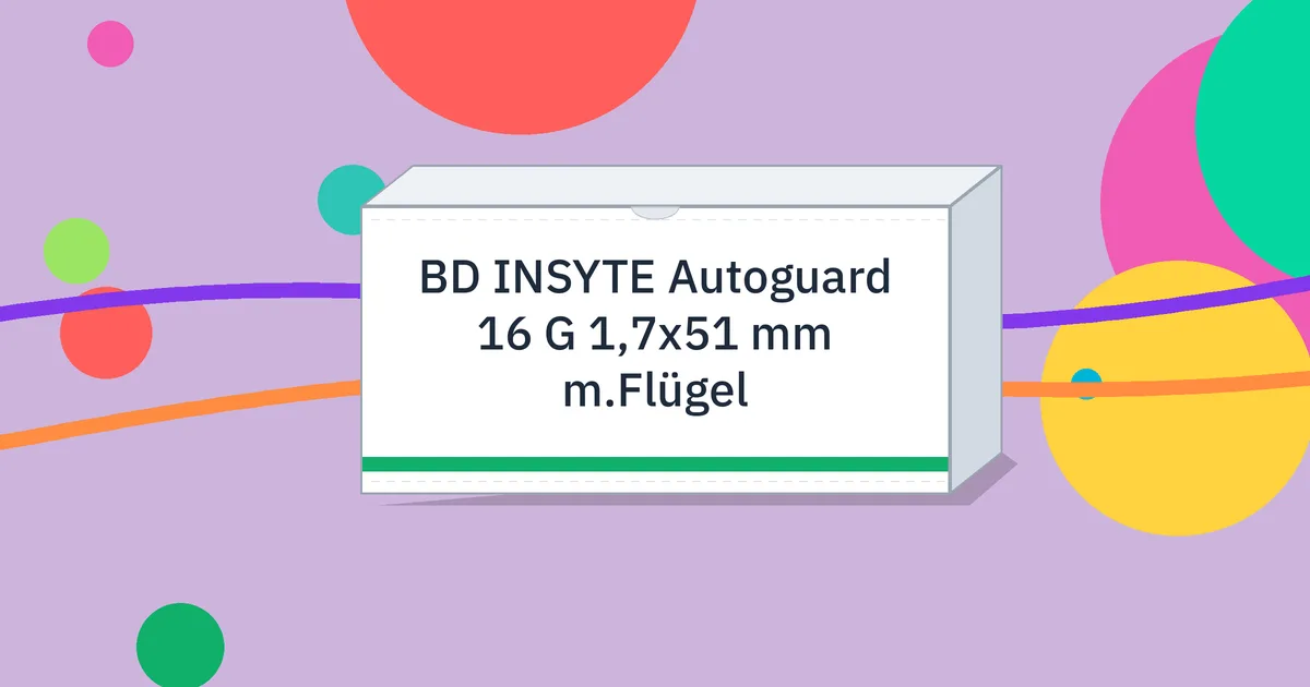 Symbolbild: Packung mit der Aufschrift BD INSYTE Autoguard 16 G 1,7x51 mm m.Flügel (PZN 01318773) – Verfügbarkeit und Bezug in Apotheken in Frankfurt am Main