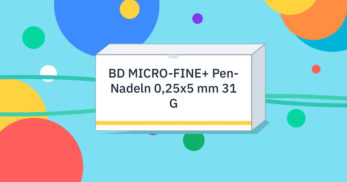 Symbolbild: Packung mit der Aufschrift BD MICRO-FINE+ Pen-Nadeln 0,25x5 mm 31 G (PZN 13579510) – Verfügbarkeit und Bezug in Apotheken in Frankfurt am Main