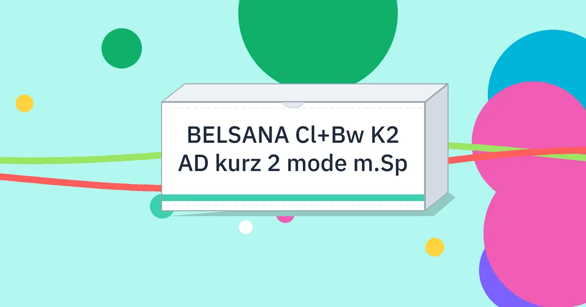 Symbolbild: Packung mit der Aufschrift BELSANA Cl+Bw K2 AD kurz 2 mode m.Sp (PZN 12240991) – Verfügbarkeit und Bezug in Apotheken in Frankfurt am Main