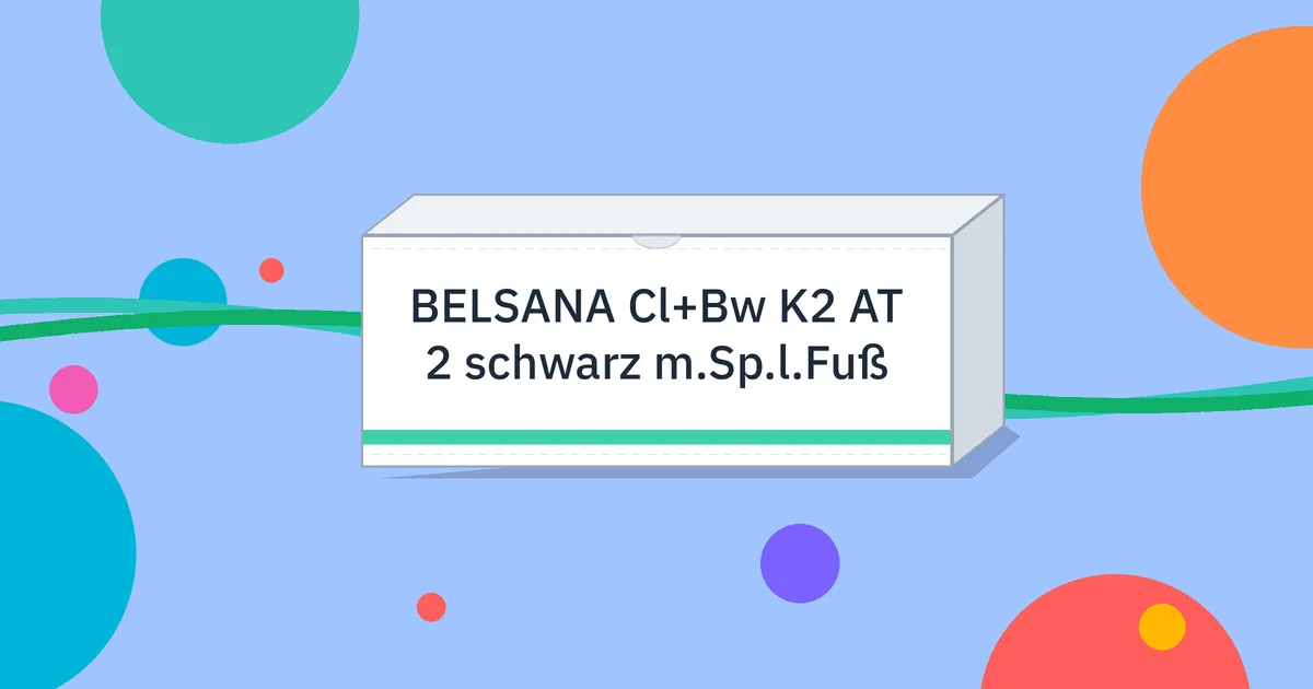 Symbolbild: Packung mit der Aufschrift BELSANA Cl+Bw K2 AT 2 schwarz m.Sp.l.Fuß (PZN 12249236) – Verfügbarkeit und Bezug in Apotheken in Frankfurt am Main