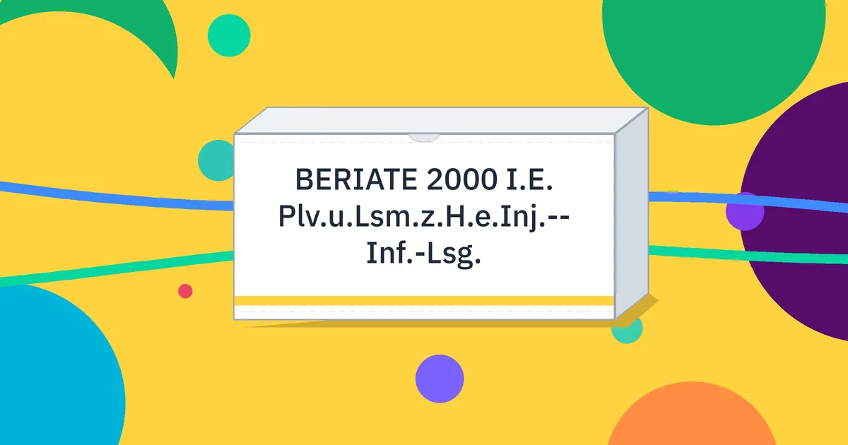 Symbolbild: Packung mit der Aufschrift BERIATE 2000 I.E. Plv.u.Lsm.z.H.e.Inj.--Inf.-Lsg. (PZN 17551566) – Verfügbarkeit und Bezug in Apotheken in Frankfurt am Main