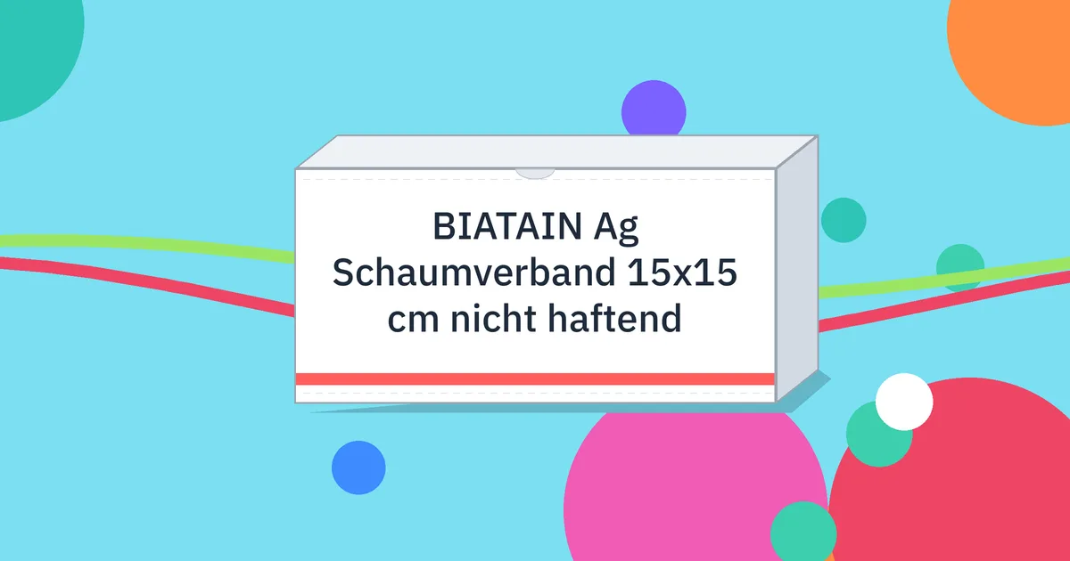 Symbolbild: Packung mit der Aufschrift BIATAIN Ag Schaumverband 15x15 cm nicht haftend (PZN 18122933) – Verfügbarkeit und Bezug in Apotheken in Frankfurt am Main