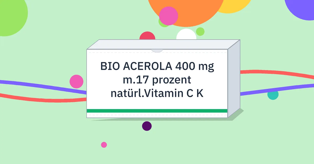 Symbolbild: Packung mit der Aufschrift BIO ACEROLA 400 mg m.17 prozent natürl.Vitamin C K (PZN 10007902) – Verfügbarkeit und Bezug in Apotheken in Frankfurt am Main