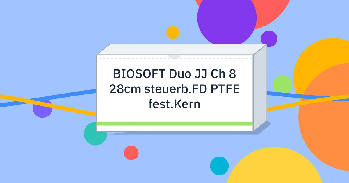 Symbolbild: Packung mit der Aufschrift BIOSOFT Duo JJ Ch 8 28cm steuerb.FD PTFE fest.Kern (PZN 17509771) – Verfügbarkeit und Bezug in Apotheken in Frankfurt am Main