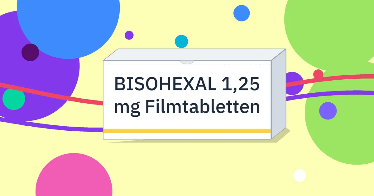 Symbolbild: Packung mit der Aufschrift BISOHEXAL 1,25 mg Filmtabletten (PZN 04152528) – Verfügbarkeit und Bezug in Apotheken in Frankfurt am Main