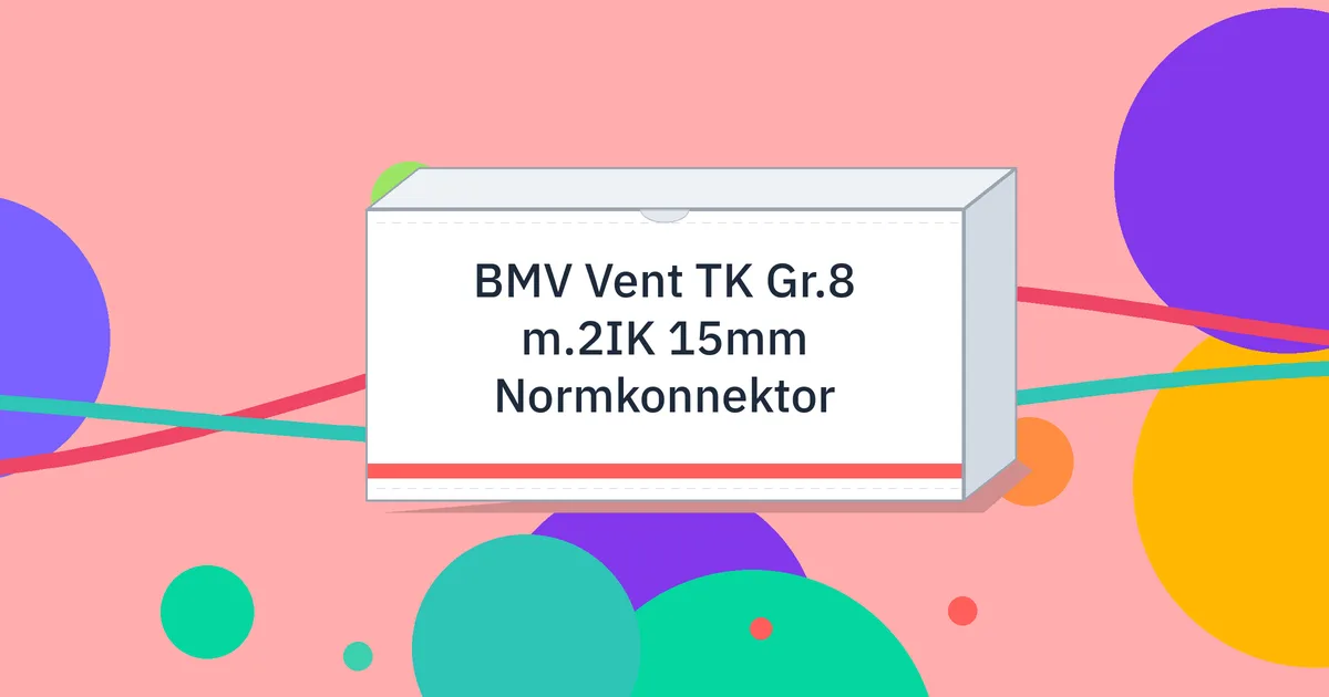 Symbolbild: Packung mit der Aufschrift BMV Vent TK Gr.8 m.2IK 15mm Normkonnektor (PZN 18384596) – Verfügbarkeit und Bezug in Apotheken in Frankfurt am Main