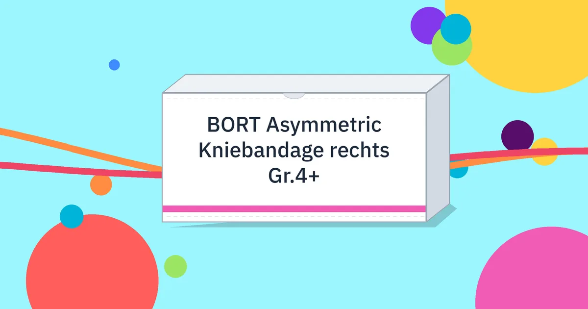 Symbolbild: Packung mit der Aufschrift BORT Asymmetric Kniebandage rechts Gr.4+ (PZN 16843551) – Verfügbarkeit und Bezug in Apotheken in Frankfurt am Main