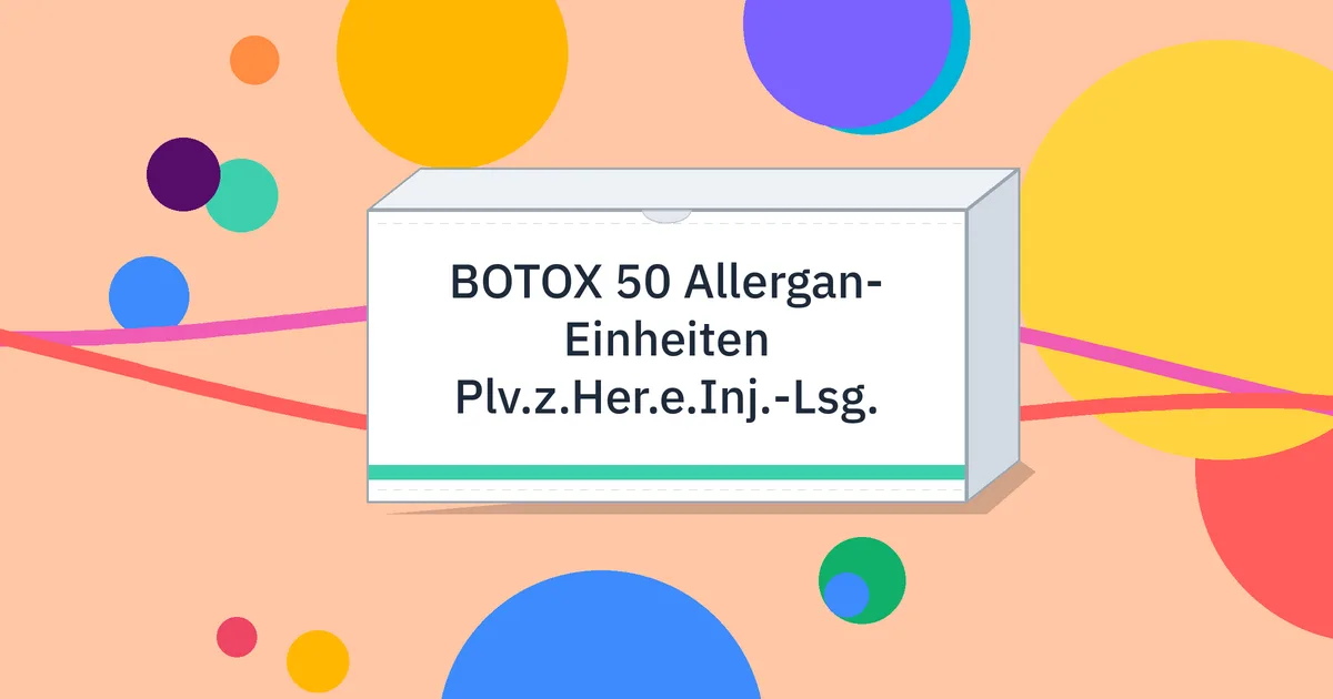 Symbolbild: Packung mit der Aufschrift BOTOX 50 Allergan-Einheiten Plv.z.Her.e.Inj.-Lsg. (PZN 18010217) – Verfügbarkeit und Bezug in Apotheken in Frankfurt am Main