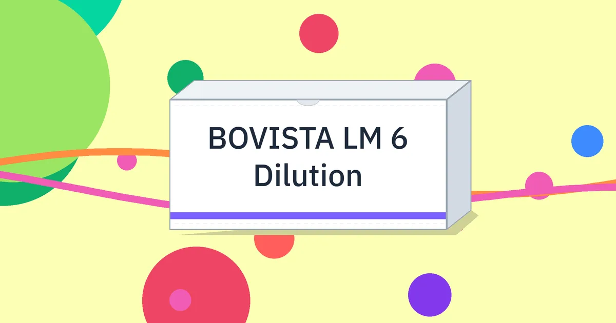 Symbolbild: Packung mit der Aufschrift BOVISTA LM 6 Dilution (PZN 13393780) – Verfügbarkeit und Bezug in Apotheken in Frankfurt am Main