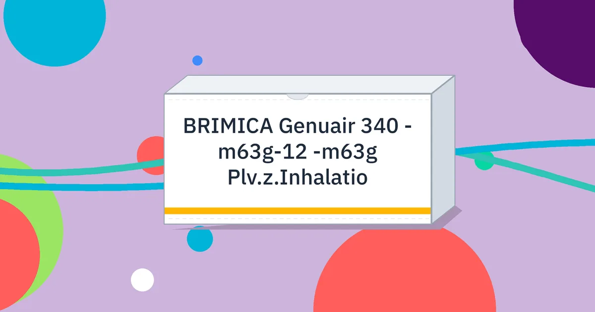 Symbolbild: Packung mit der Aufschrift BRIMICA Genuair 340 -m63g-12 -m63g Plv.z.Inhalatio (PZN 14328164) – Verfügbarkeit und Bezug in Apotheken in Frankfurt am Main