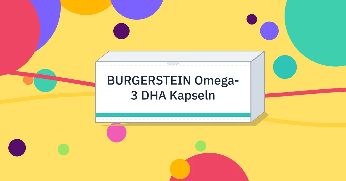 Symbolbild: Packung mit der Aufschrift BURGERSTEIN Omega-3 DHA Kapseln (PZN 17521111) – Verfügbarkeit und Bezug in Apotheken in Frankfurt am Main