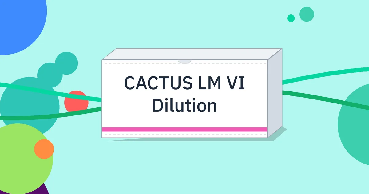 Symbolbild: Packung mit der Aufschrift CACTUS LM VI Dilution (PZN 04492589) – Verfügbarkeit und Bezug in Apotheken in Frankfurt am Main