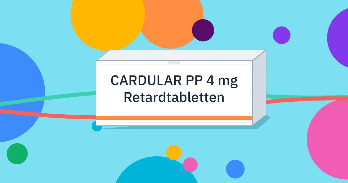 Symbolbild: Packung mit der Aufschrift CARDULAR PP 4 mg Retardtabletten (PZN 00698199) – Verfügbarkeit und Bezug in Apotheken in Frankfurt am Main