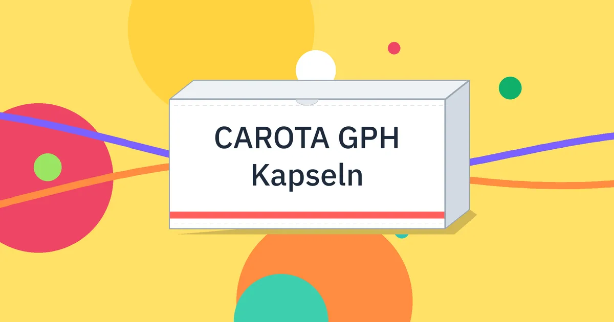 Symbolbild: Packung mit der Aufschrift CAROTA GPH Kapseln (PZN 09323590) – Verfügbarkeit und Bezug in Apotheken in Frankfurt am Main
