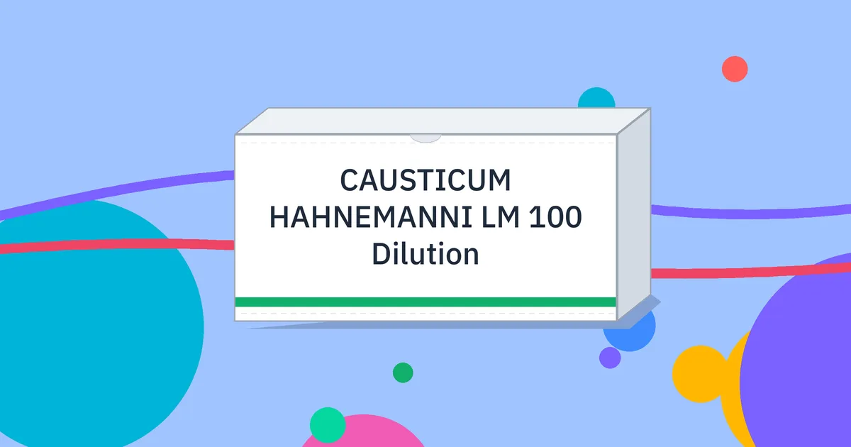 Symbolbild: Packung mit der Aufschrift CAUSTICUM HAHNEMANNI LM 100 Dilution (PZN 12811896) – Verfügbarkeit und Bezug in Apotheken in Frankfurt am Main