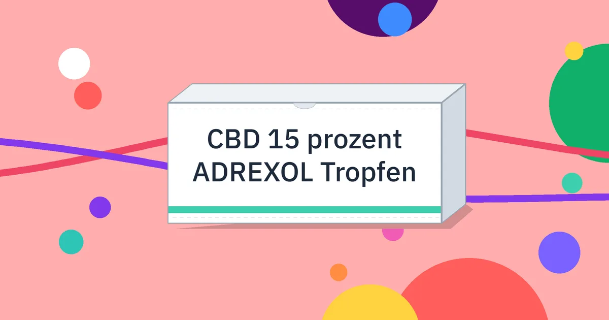 Symbolbild: Packung mit der Aufschrift CBD 15 prozent ADREXOL Tropfen (PZN 15562212) – Verfügbarkeit und Bezug in Apotheken in Frankfurt am Main