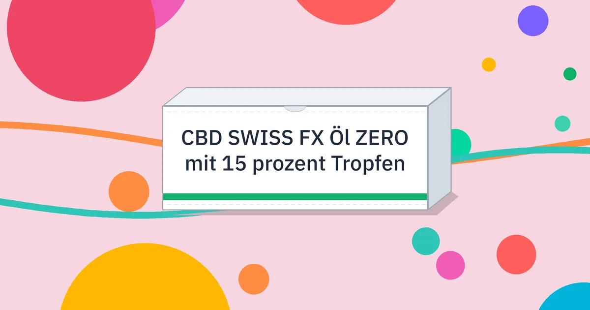 Symbolbild: Packung mit der Aufschrift CBD SWISS FX Öl ZERO mit 15 prozent Tropfen (PZN 17390689) – Verfügbarkeit und Bezug in Apotheken in Frankfurt am Main