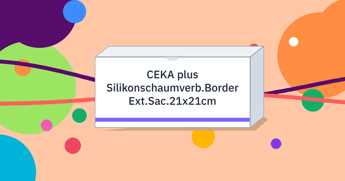 Symbolbild: Packung mit der Aufschrift CEKA plus Silikonschaumverb.Border Ext.Sac.21x21cm (PZN 20378539) – Verfügbarkeit und Bezug in Apotheken in Frankfurt am Main