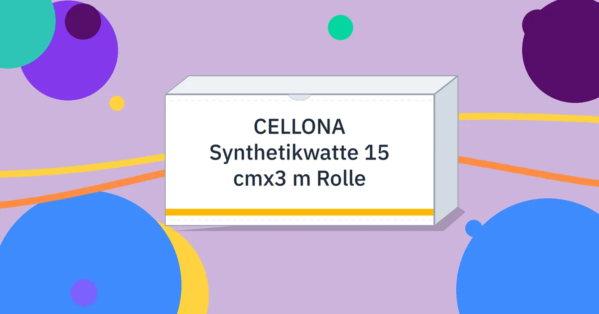 Symbolbild: Packung mit der Aufschrift CELLONA Synthetikwatte 15 cmx3 m Rolle (PZN 17433476) – Verfügbarkeit und Bezug in Apotheken in Frankfurt am Main