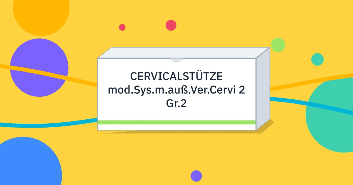 Symbolbild: Packung mit der Aufschrift CERVICALSTÜTZE mod.Sys.m.auß.Ver.Cervi 2 Gr.2 (PZN 05042919) – Verfügbarkeit und Bezug in Apotheken in Frankfurt am Main