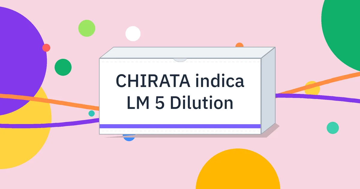 Symbolbild: Packung mit der Aufschrift CHIRATA indica LM 5 Dilution (PZN 13443532) – Verfügbarkeit und Bezug in Apotheken in Frankfurt am Main