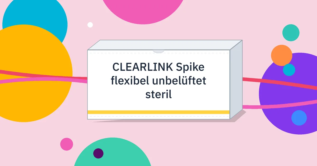 Symbolbild: Packung mit der Aufschrift CLEARLINK Spike flexibel unbelüftet steril (PZN 03834326) – Verfügbarkeit und Bezug in Apotheken in Frankfurt am Main