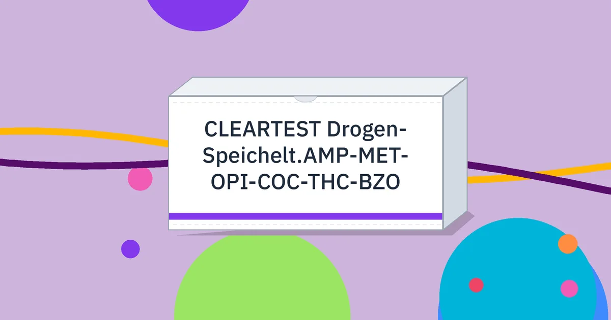Symbolbild: Packung mit der Aufschrift CLEARTEST Drogen-Speichelt.AMP-MET-OPI-COC-THC-BZO (PZN 18053072) – Verfügbarkeit und Bezug in Apotheken in Frankfurt am Main