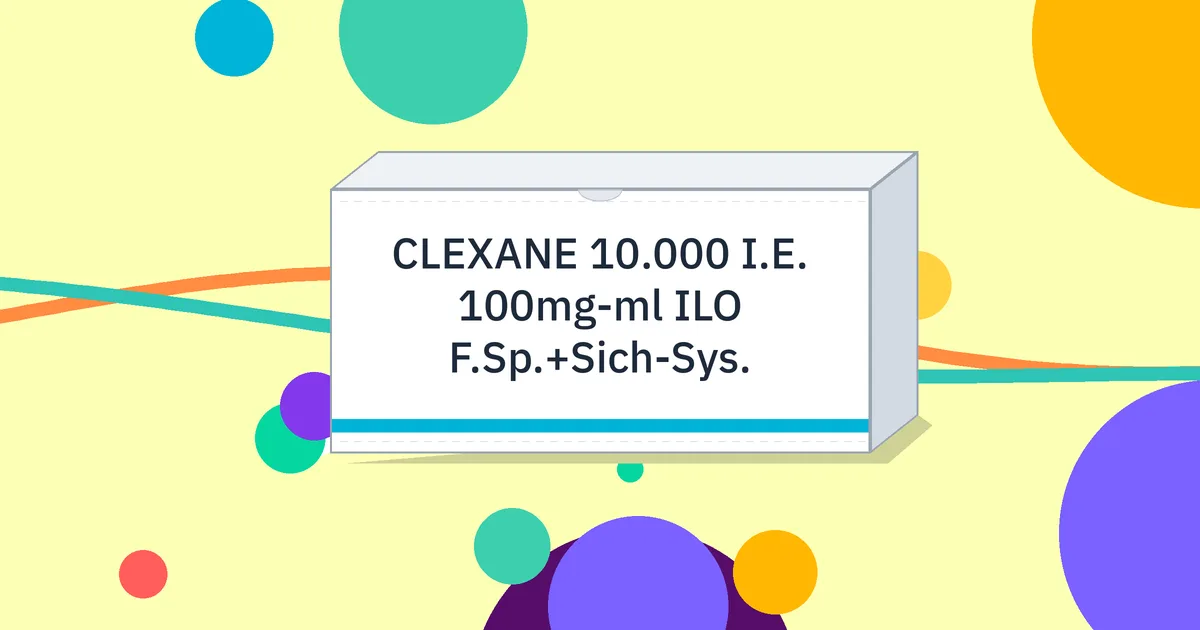 Symbolbild: Packung mit der Aufschrift CLEXANE 10.000 I.E. 100mg-ml ILO F.Sp.+Sich-Sys. (PZN 11331504) – Verfügbarkeit und Bezug in Apotheken in Frankfurt am Main