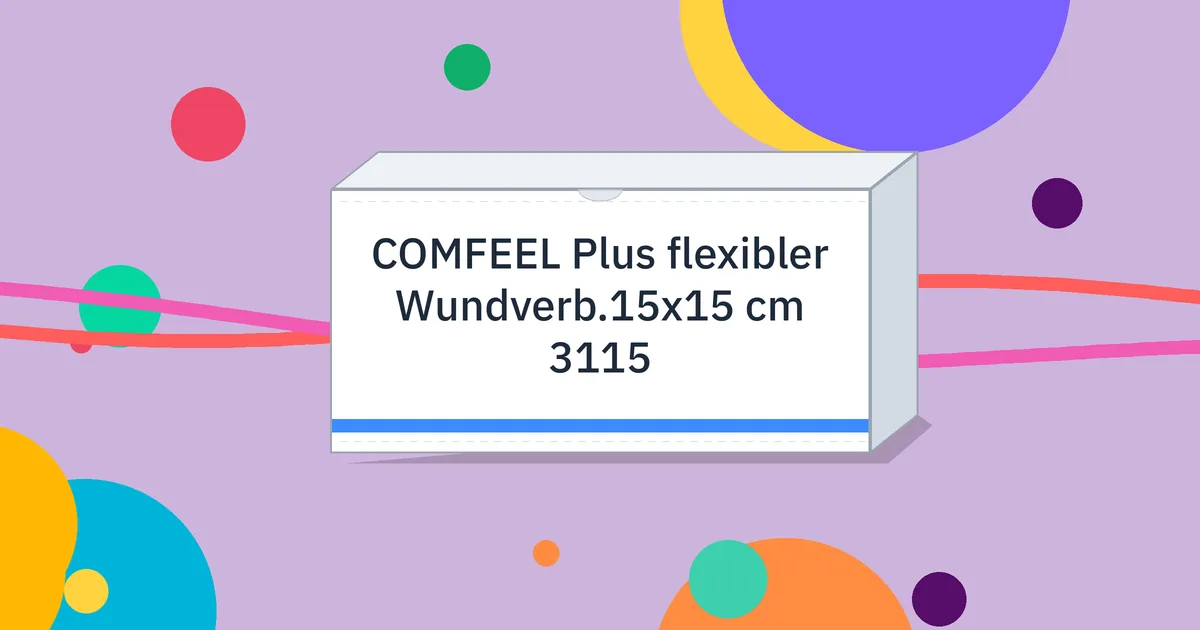 Symbolbild: Packung mit der Aufschrift COMFEEL Plus flexibler Wundverb.15x15 cm 3115 (PZN 10284085) – Verfügbarkeit und Bezug in Apotheken in Frankfurt am Main