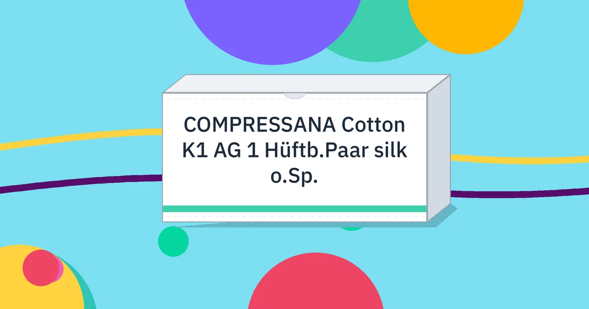 Symbolbild: Packung mit der Aufschrift COMPRESSANA Cotton K1 AG 1 Hüftb.Paar silk o.Sp. (PZN 12980268) – Verfügbarkeit und Bezug in Apotheken in Frankfurt am Main