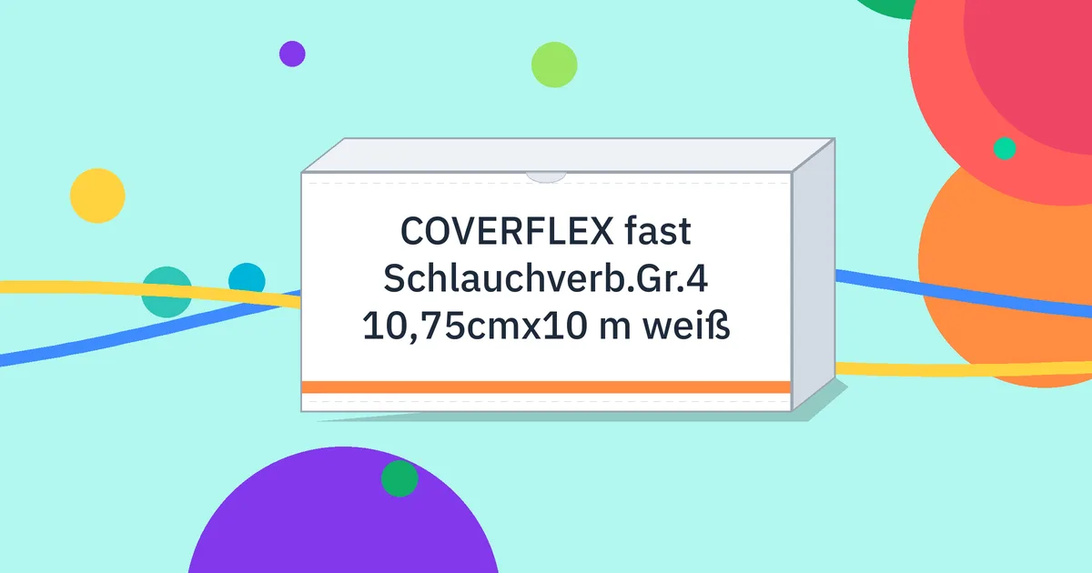 Symbolbild: Packung mit der Aufschrift COVERFLEX fast Schlauchverb.Gr.4 10,75cmx10 m weiß (PZN 17938029) – Verfügbarkeit und Bezug in Apotheken in Frankfurt am Main
