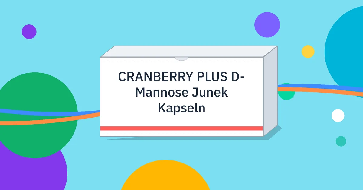 Symbolbild: Packung mit der Aufschrift CRANBERRY PLUS D-Mannose Junek Kapseln (PZN 15656901) – Verfügbarkeit und Bezug in Apotheken in Frankfurt am Main