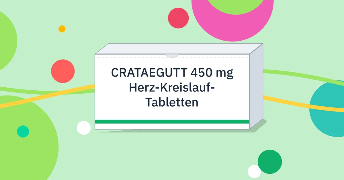 Symbolbild: Packung mit der Aufschrift CRATAEGUTT 450 mg Herz-Kreislauf-Tabletten (PZN 19765886) – Verfügbarkeit und Bezug in Apotheken in Frankfurt am Main