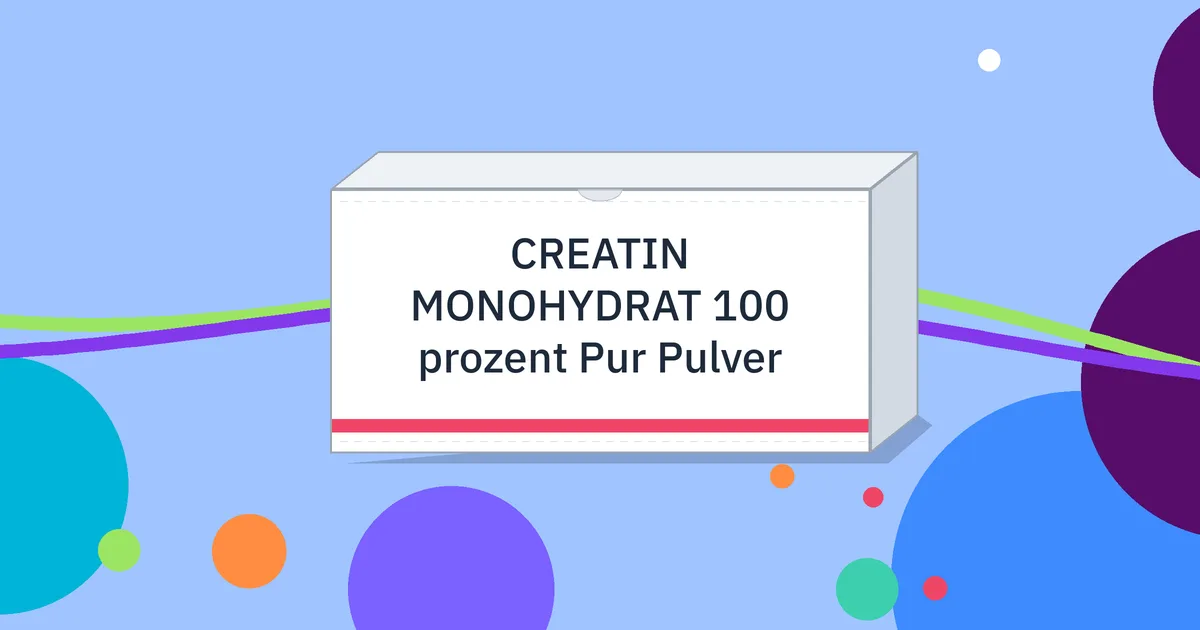 Symbolbild: Packung mit der Aufschrift CREATIN MONOHYDRAT 100 prozent Pur Pulver (PZN 01498261) – Verfügbarkeit und Bezug in Apotheken in Frankfurt am Main