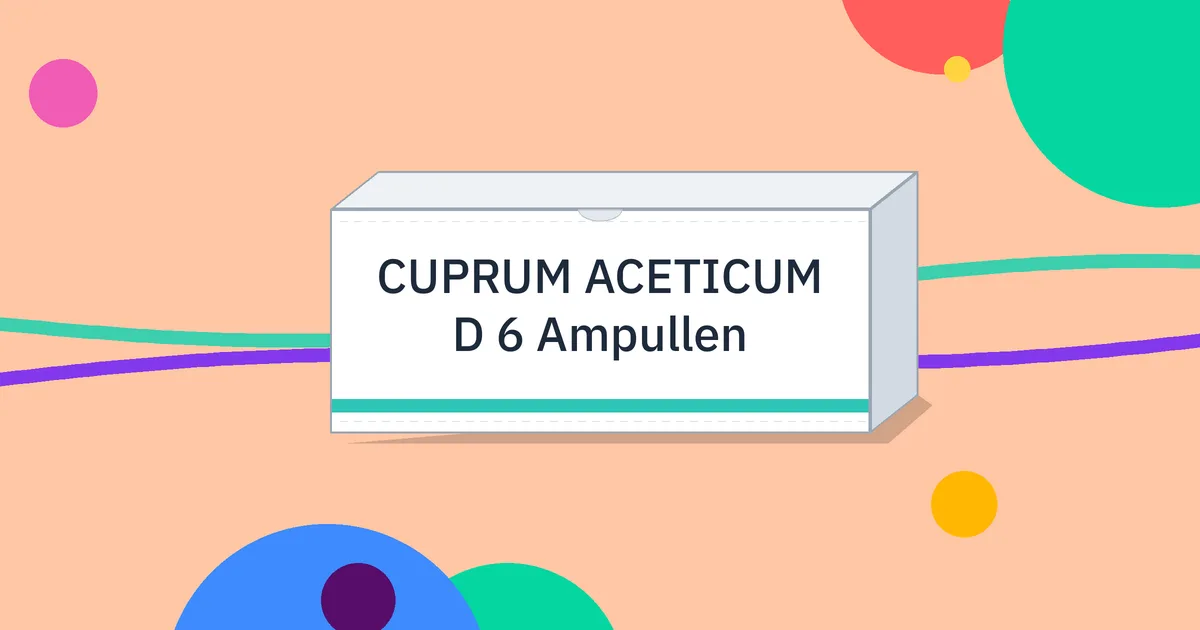 Symbolbild: Packung mit der Aufschrift CUPRUM ACETICUM D 6 Ampullen (PZN 11705531) – Verfügbarkeit und Bezug in Apotheken in Frankfurt am Main