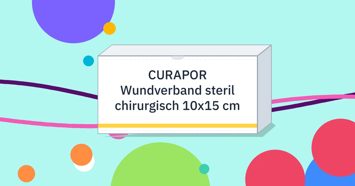 Symbolbild: Packung mit der Aufschrift CURAPOR Wundverband steril chirurgisch 10x15 cm (PZN 18437269) – Verfügbarkeit und Bezug in Apotheken in Frankfurt am Main