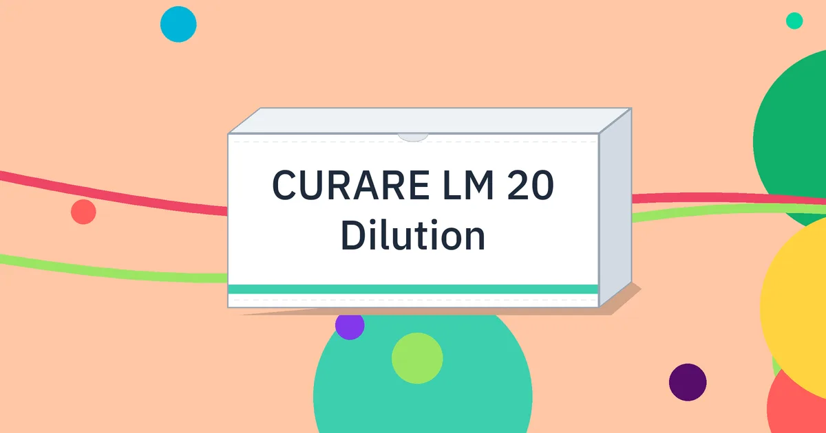Symbolbild: Packung mit der Aufschrift CURARE LM 20 Dilution (PZN 12839601) – Verfügbarkeit und Bezug in Apotheken in Frankfurt am Main