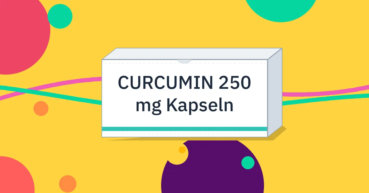 Symbolbild: Packung mit der Aufschrift CURCUMIN 250 mg Kapseln (PZN 10088214) – Verfügbarkeit und Bezug in Apotheken in Frankfurt am Main
