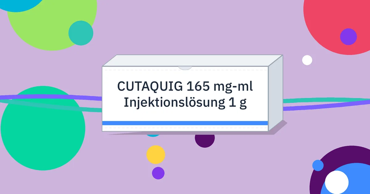 Symbolbild: Packung mit der Aufschrift CUTAQUIG 165 mg-ml Injektionslösung 1 g (PZN 15821464) – Verfügbarkeit und Bezug in Apotheken in Frankfurt am Main