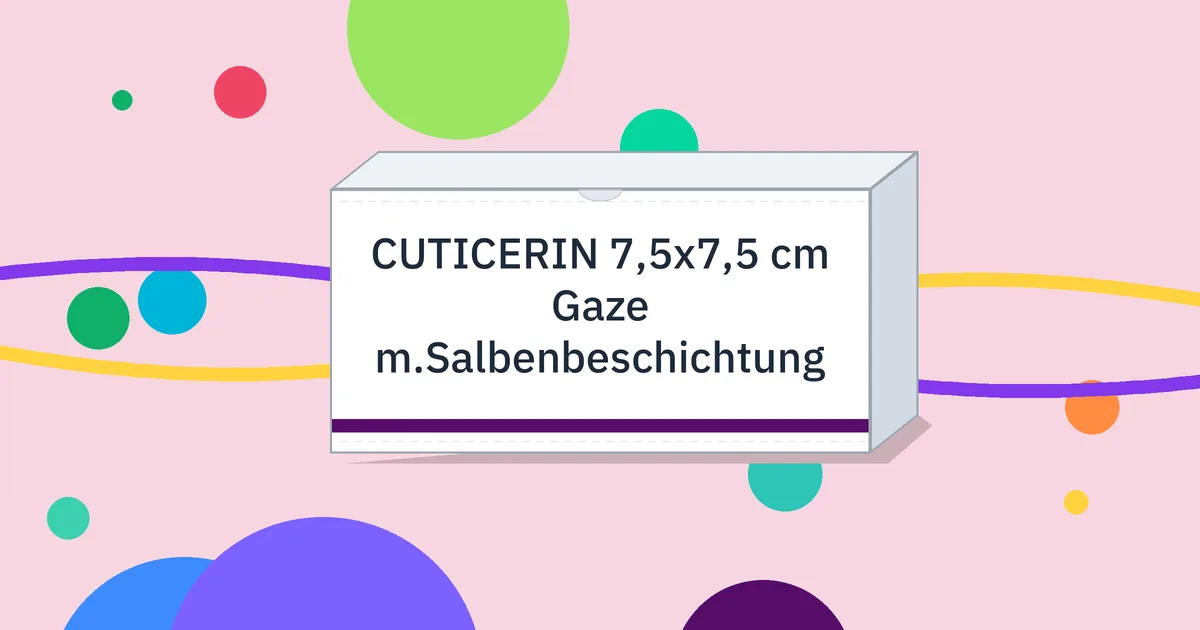 Symbolbild: Packung mit der Aufschrift CUTICERIN 7,5x7,5 cm Gaze m.Salbenbeschichtung (PZN 09680396) – Verfügbarkeit und Bezug in Apotheken in Frankfurt am Main