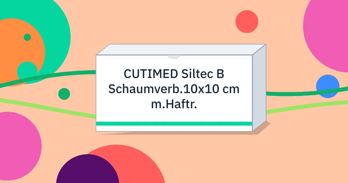 Symbolbild: Packung mit der Aufschrift CUTIMED Siltec B Schaumverb.10x10 cm m.Haftr. (PZN 15563157) – Verfügbarkeit und Bezug in Apotheken in Frankfurt am Main