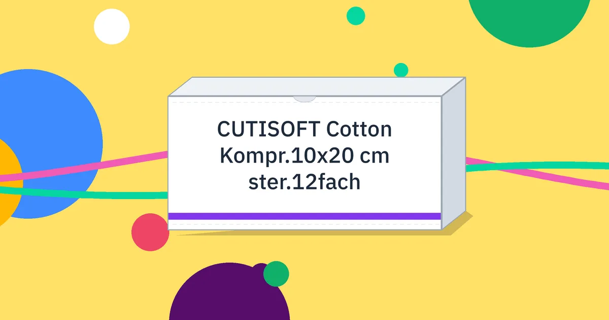 Symbolbild: Packung mit der Aufschrift CUTISOFT Cotton Kompr.10x20 cm ster.12fach (PZN 03896787) – Verfügbarkeit und Bezug in Apotheken in Frankfurt am Main