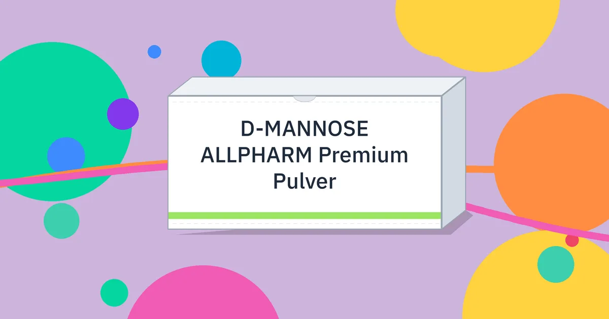 Symbolbild: Packung mit der Aufschrift D-MANNOSE ALLPHARM Premium Pulver (PZN 19361373) – Verfügbarkeit und Bezug in Apotheken in Frankfurt am Main