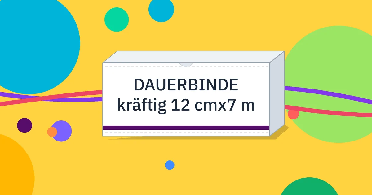 Symbolbild: Packung mit der Aufschrift DAUERBINDE kräftig 12 cmx7 m (PZN 12588955) – Verfügbarkeit und Bezug in Apotheken in Frankfurt am Main