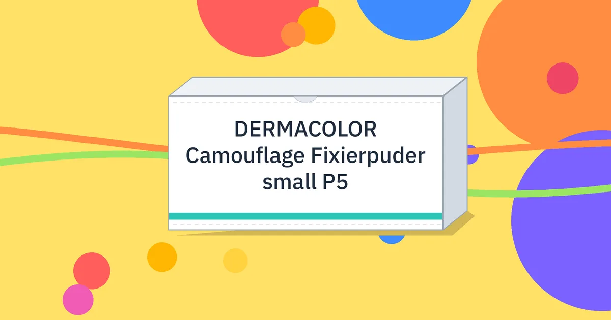 Symbolbild: Packung mit der Aufschrift DERMACOLOR Camouflage Fixierpuder small P5 (PZN 15820134) – Verfügbarkeit und Bezug in Apotheken in Frankfurt am Main