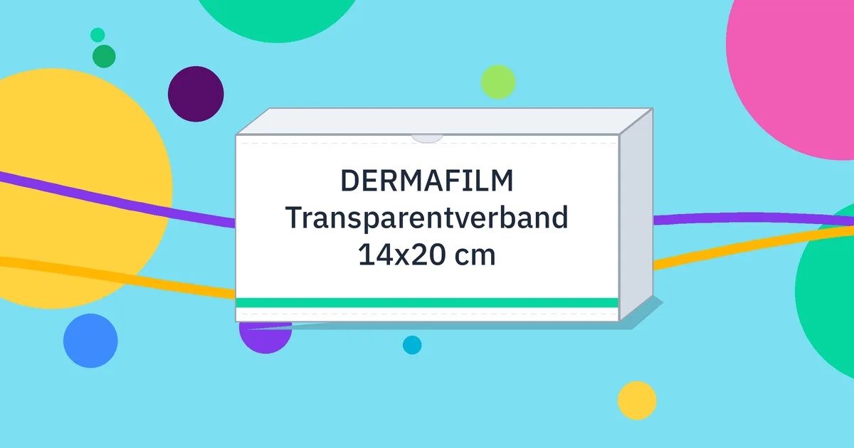 Symbolbild: Packung mit der Aufschrift DERMAFILM Transparentverband 14x20 cm (PZN 17610731) – Verfügbarkeit und Bezug in Apotheken in Frankfurt am Main