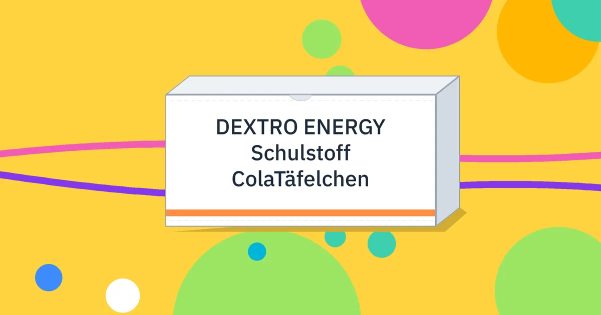 Symbolbild: Packung mit der Aufschrift DEXTRO ENERGY Schulstoff ColaTäfelchen (PZN 14216028) – Verfügbarkeit und Bezug in Apotheken in Frankfurt am Main